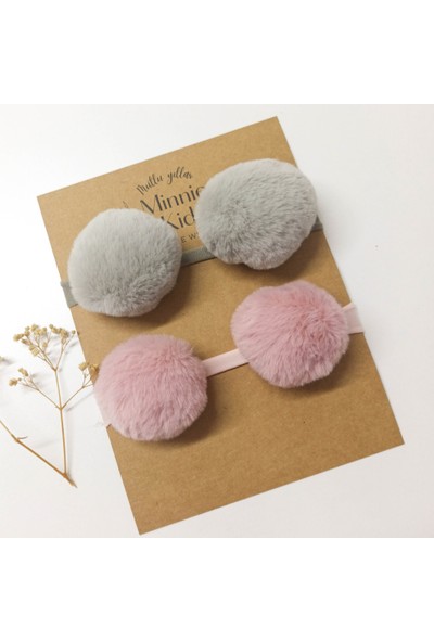 Minnie Kids Minniekkids Gri- Pudra Ponponlu Bandana Seti