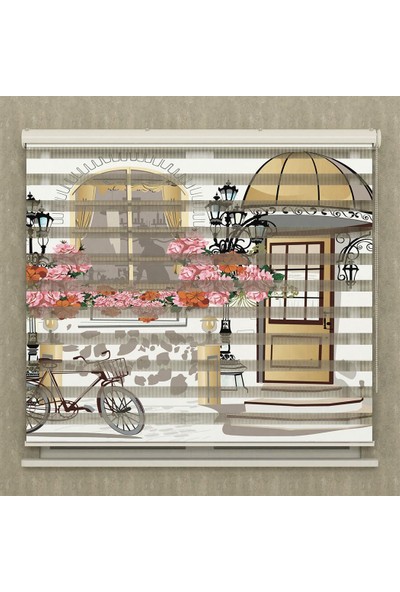 Ayze Home Mutfak - Cafe Illustrasyon Baskılı Zebra Perde Ayze Home Mutfak - Cafe Illustrasyon Baskılı Zebra Perde