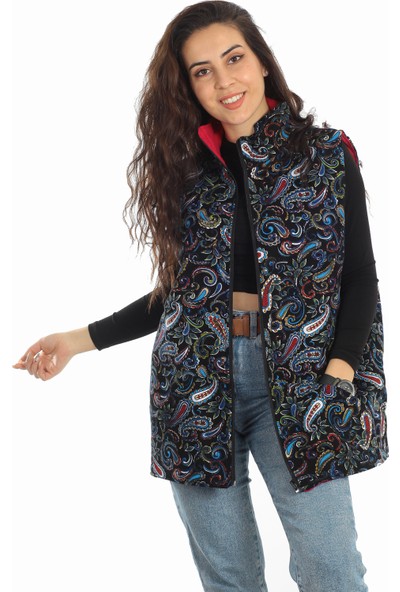 Otantik Textile Kadın Pazen Divitin Çift Taraflı Kışlık Uzun Cepli Yelek