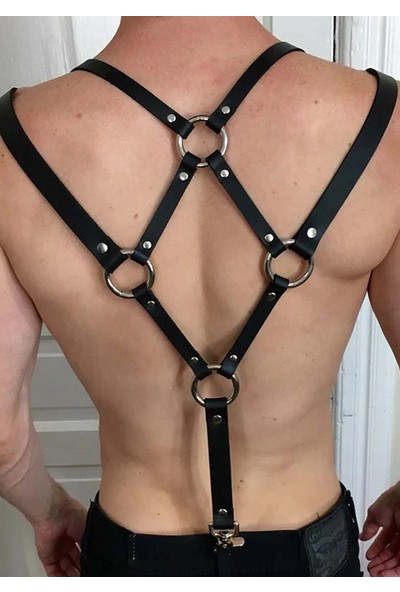 Se-Es Mağaza Sırt Detaylı Erkek Deri Fantazi Giyim - APFTM10