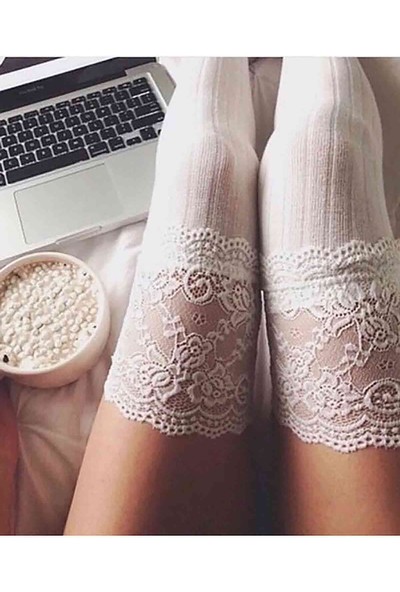 Se-Es Mağaza Merry See Parfümlü Dantelli Örgü Diz Üstü Jartiyer Çorap Beyaz Se-Es Mağaza Merry See Parfümlü Dantelli Örgü Diz Üstü Jartiyer Çorap Beyaz