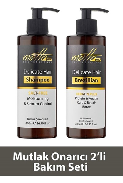 Motto Plus 2'li Brezilya Fönü Şampuan+Keratin 400Ml Bakım Seti