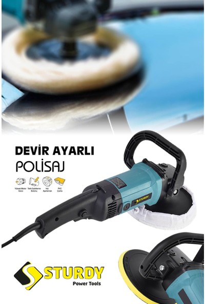 Sturdy Japon Tecnologhy P-4 Profesyonel Polisaj Makinası 4200 W 180 mm 6 Kademeli Pasta Cila Uygulama
