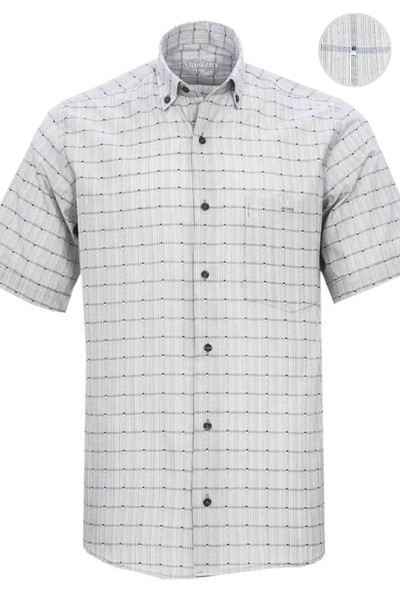 Varetta Erkek Açık Gri Kısa Kollu Klasik Kesim Yaka Düğmeli Tek Cepli Gömlek