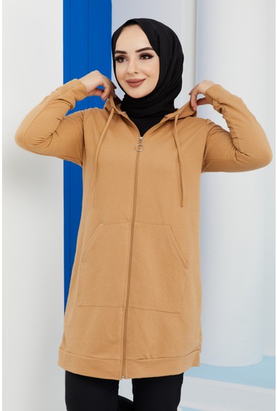 İmaj Butik Önden Fermuarlı Iki Iplik Tesettür Kap/camel İmaj Butik Önden Fermuarlı Iki Iplik Tesettür Kap/camel