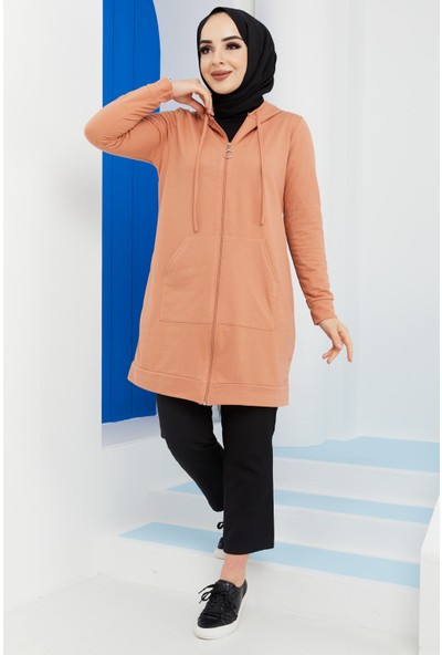 İmaj Butik Önden Fermuarlı Iki Iplik Tesettür Kap/somon İmaj Butik Önden Fermuarlı Iki Iplik Tesettür Kap/somon