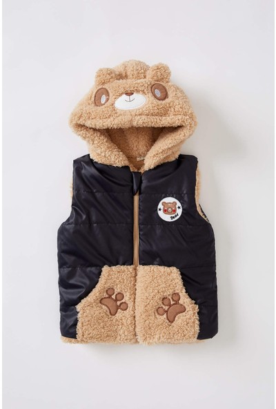 DeFacto Erkek Bebek Regular Fit Kapüşonlu Pelüş Şişme Yelek X4424A222SP DeFacto Erkek Bebek Regular Fit Kapüşonlu Pelüş Şişme Yelek X4424A222SP