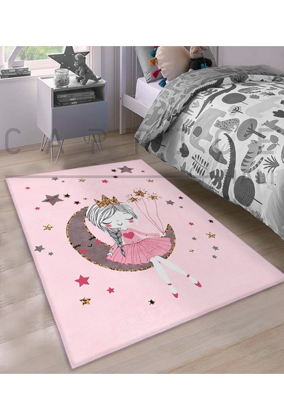 Caprice Halı Pembe Zeminli Pırıltı Prenses Çocuk Odası Halısı
