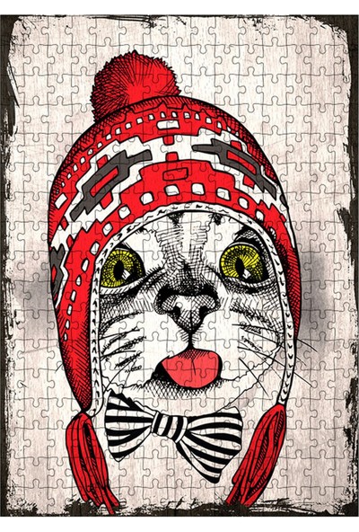 Tablomega Ahşap Puzzel Eskitilmiş Görünümlü Sevimli Kedi 255 Parça 35*50 cm