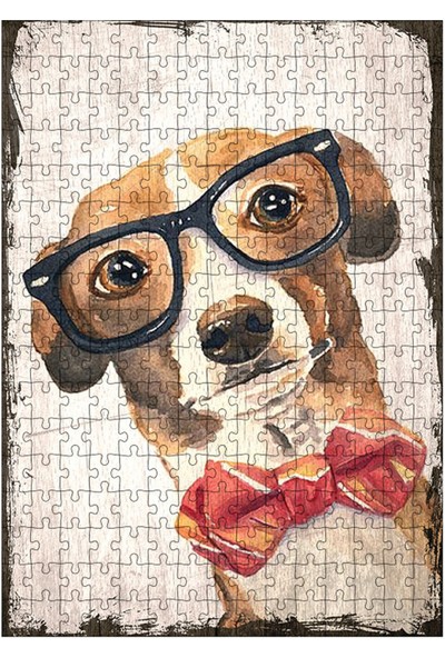 Tablomega Ahşap Puzzel Papyonlu ve Gözlüklü Köpek 255 Parça 35*50 cm Tablomega Ahşap Puzzel Papyonlu ve Gözlüklü Köpek 255 Parça 35*50 cm