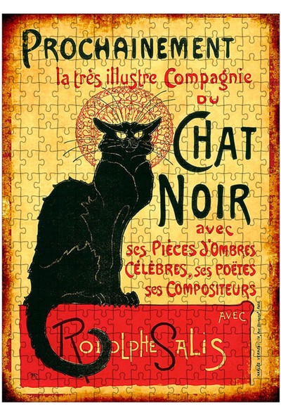 Tablomega Ahşap Puzzel Sanat Afişindeki Kara Kedi 500 Parça 50*70 cm