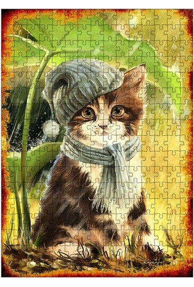 Tablomega Ahşap Puzzel Bereli Kedi 500 Parça 50*70 cm