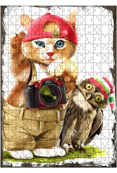 Tablomega Ahşap Puzzel Kedi ve Baykuş 255 Parça 35*50 cm Tablomega Ahşap Puzzel Kedi ve Baykuş 255 Parça 35*50 cm