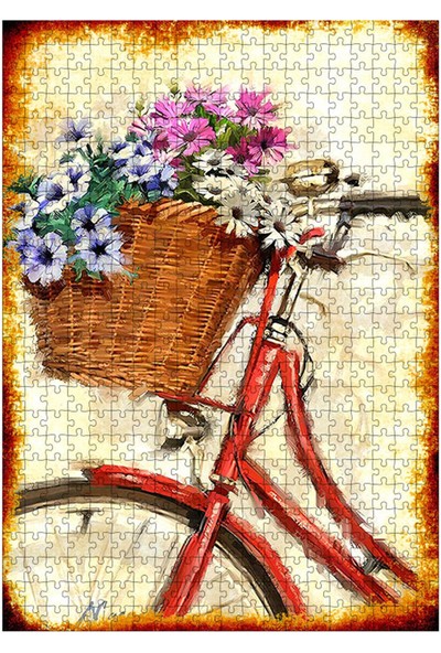 Tablomega Ahşap Puzzel Çiçek Sepetli Bisiklet 500 Parça 50*70 cm Tablomega Ahşap Puzzel Çiçek Sepetli Bisiklet 500 Parça 50*70 cm