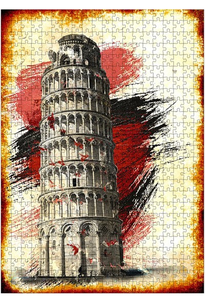 Tablomega Ahşap Puzzel Pizza Kulesi 500 Parça 50*70 cm Tablomega Ahşap Puzzel Pizza Kulesi 500 Parça 50*70 cm