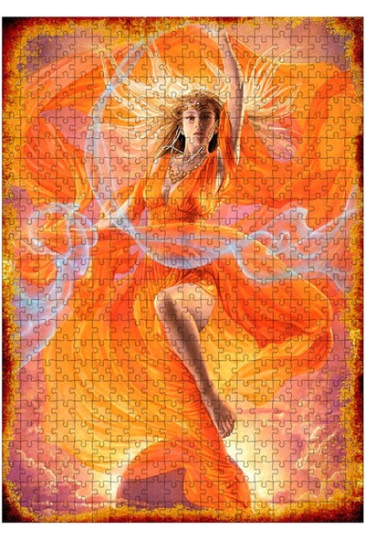 Tablomega Ahşap Puzzel Retro Turuncu Kadın 500 Parça 50*70 cm