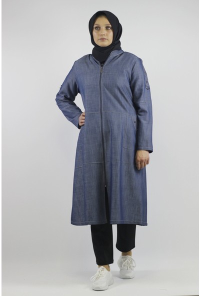 Ayaz Moda Fermuarlı Hakim Yaka Tensel Kot Cep Detaylı Ara Boy Kap Ceket Trençkot