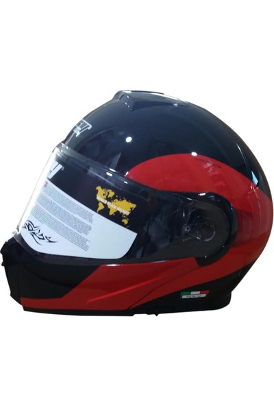 Sway Çene Açılır Kask SW928 Ym Siyah Kırmızı [large Beden]