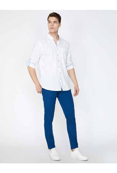 Koton Erkek Keten Pantolon 9YAM42555NW - Indigo - 31/34