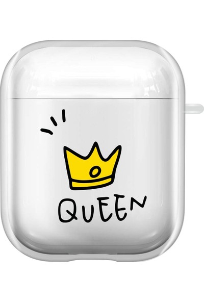 Bilişim Aksesuar Quuen Desenli Şeffaf 1. ve 2. Nesil AirPods Kılıfı