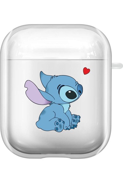 Bilişim Aksesuar Baby Stitch Desenli Şeffaf 1. ve 2. Nesil AirPods Kılıfı