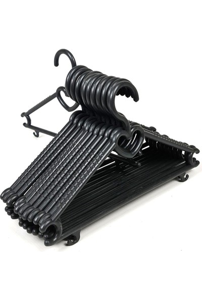 Binbirreyon Bebek Elbise Askısı 24 Adet Çocuk Askısı Siyah 26,5cm DE036