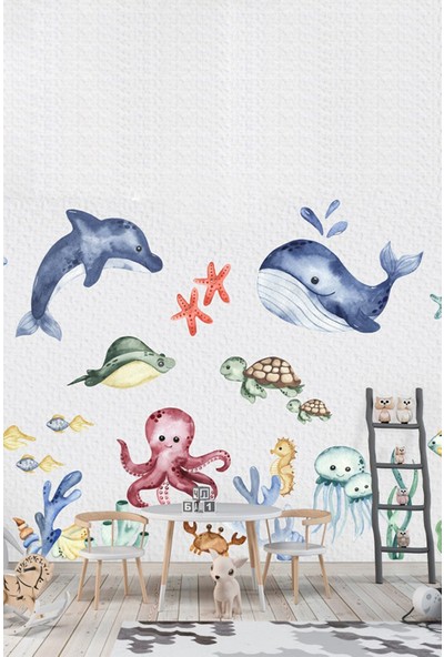 Kt Grup Deniz Hayvanları Mega Duvar Sticker Seti