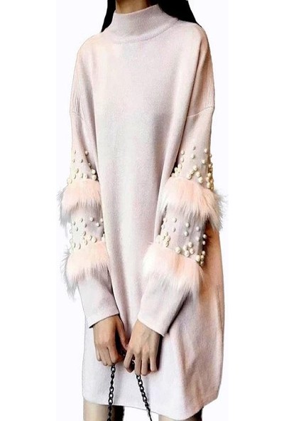 Balıkçı Yaka Kol Detaylı Kadın Triko Tunik