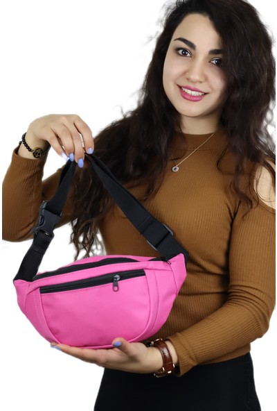 Hsb O121 Pembe 2 Bölmeli Bel Çantası En:38 Boy:17 Genişik:7