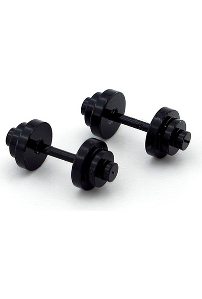 Solfera Halter Dambıl Şekilli Siyah Renk Çelik Erkek Küpe E951