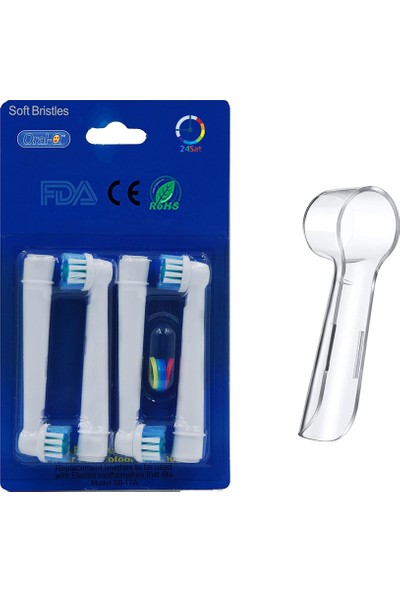 Oral-B Şarjlı Diş Fırçası Uyumlu 4 Adet Yedek Başlık 1 Adet Koruyucu Kapak Oral-B Şarjlı Diş Fırçası Uyumlu 4 Adet Yedek Başlık 1 Adet Koruyucu Kapak