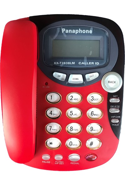 Panaphone KX-T2838LM Çift Renk Kablolu Masaüstü Ev Telefonu - Kırmızı