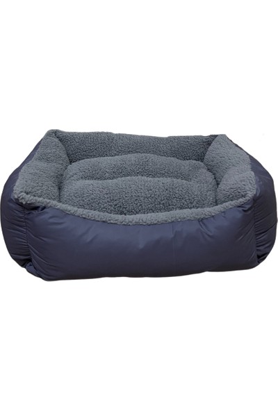 Petsygoo Keten Gri Kumaş, Boncuk Silikon Yıkanabilir, 50 cm Çaplı Kedi-Köpek Yatağı