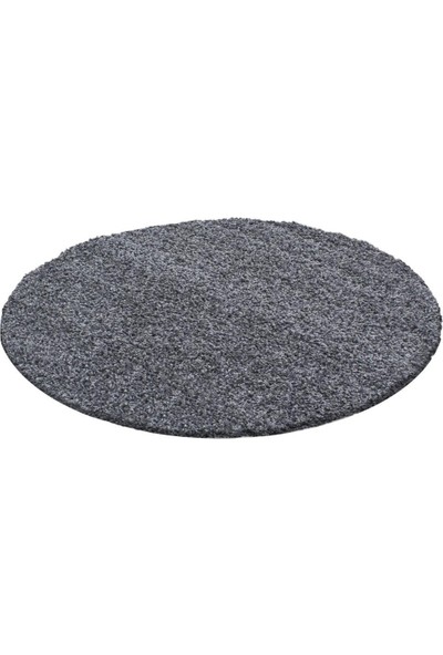 Bonigo Home Yuvarlak Shaggy Halı 30 mm Uzun ve Yüksek Tüylü Düz Koyu Gri Rengi