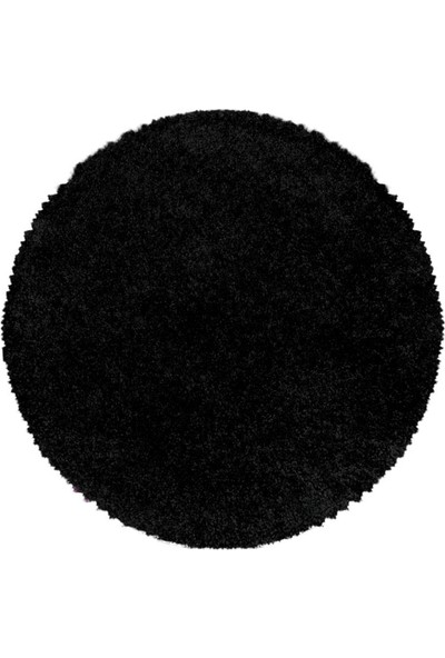 Bonigo Home Yuvarlak Shaggy Halı Salon Halısı Yumuşak Yüksek Havlı Düz Siyah Renkli