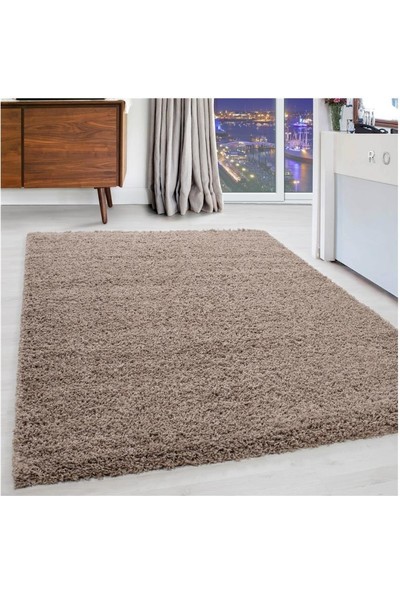 Bonigo Home Shaggy Halı 50 mm Hav Yüksekliğinde Düz Bej Renginde