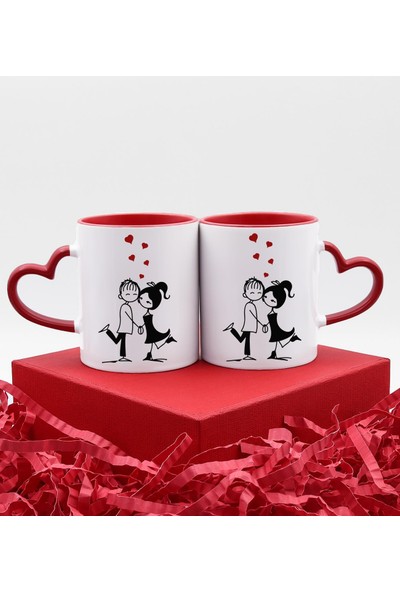 VegaGiftShop 2'li Kalp Kulplu Çift Kupa VegaGiftShop 2'li Kalp Kulplu Çift Kupa