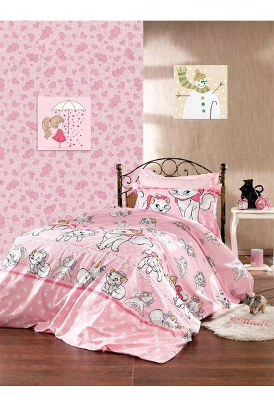 Gasel Çarşı Tek Kişilik Kedi Desen Nevresim Takımı ( Çarşafı Lastikli )