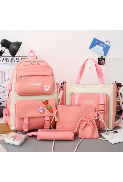 Kalavika 5 Parça Sevimli Harajuku Öğrenci Okul Sırt Çantası Pembe (Yurt Dışından) Kalavika 5 Parça Sevimli Harajuku Öğrenci Okul Sırt Çantası Pembe (Yurt Dışından)