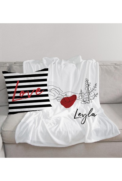 Ejoya Sevgililere Özel Tasarım Isimli Battaniye ve Kırlent Kılıfı 106931 Ejoya Sevgililere Özel Tasarım Isimli Battaniye ve Kırlent Kılıfı 106931