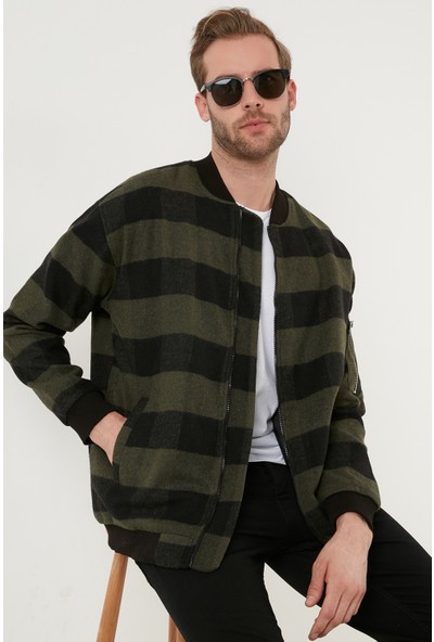 Buratti Kareli Dik Yaka Fermuarlı Cepli Ceket Erkek Ceket 606343745