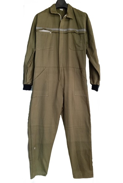 Feyza Uzun Kollu Fermuarlı Cepli Gabardin Iş Tulumu Erkek / Bayan Yeşil Renk