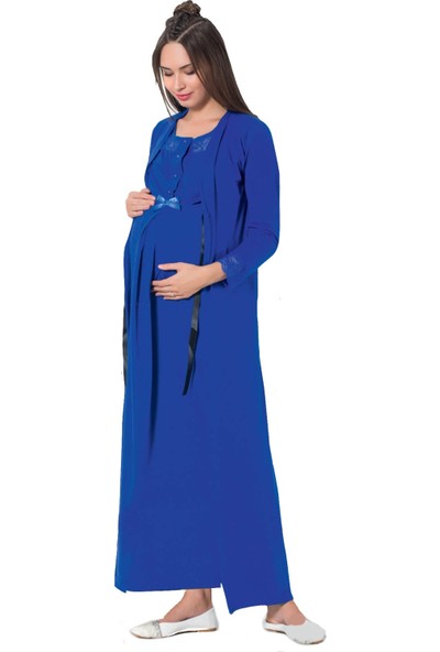 Hayal Koyu Mavi Renk Lohusa Gecelik Takım Hayal Sepeti JNK-26819 Sabahlıklı 2'li Hamile Geceliği Hayal Koyu Mavi Renk Lohusa Gecelik Takım Hayal Sepeti JNK-26819 Sabahlıklı 2'li Hamile Geceliği