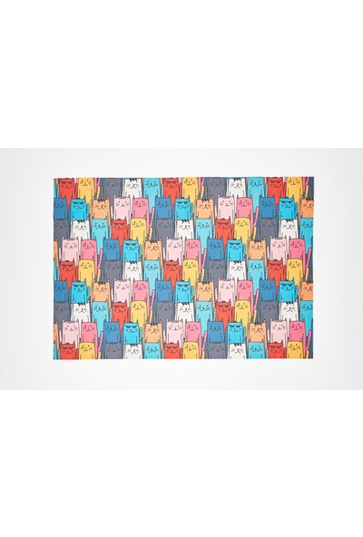 Asterion Kedi Desen Baskılı Pet Havlu ve Matı Köpek - Kedi Kurulama ve Alt Örtüsü - 50 x 70 cm