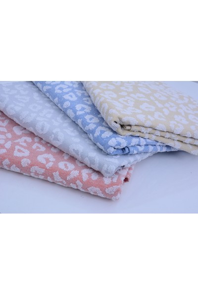 Carryberry 70x150 Jakarlı Büyük Boy Leopar Desenli Gri Plaj Banyo Havlusu
