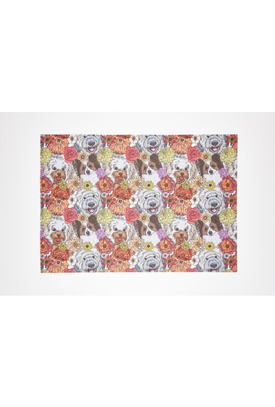 Asterion Fiyonk Desen Baskılı Pet Havlu ve Matı, Köpek - Kedi Kurulama ve Alt Örtüsü 50 x 70 cm