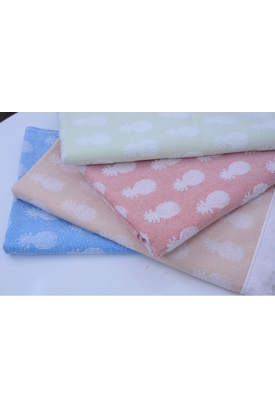 Carryberry Jakarlı Büyük Boy Ananas Desenli Kırmızı Plaj Banyo Havlusu