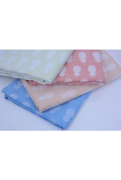 Carryberry Jakarlı Büyük Boy Ananas Desenli Kırmızı Plaj Banyo Havlusu