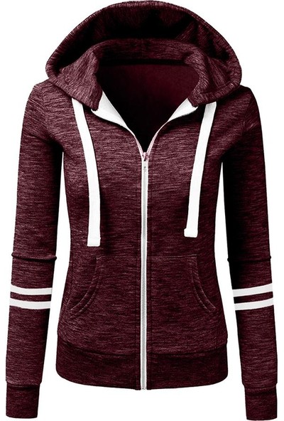 Kapüşonlu Kazak Tam Zip Casual Hoodie Kış Yürüyüş Şarap Kırmızı Için Tops Kapüşonlu Kazak Tam Zip Casual Hoodie Kış Yürüyüş Şarap Kırmızı Için Tops