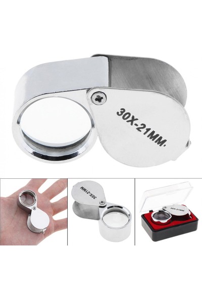 30X 21MM Metal + Optik Cam Lens Için Simli Katlanabilir Taşınabilir Büyüteç Takı/okuma 30X 21MM Metal + Optik Cam Lens Için Simli Katlanabilir Taşınabilir Büyüteç Takı/okuma